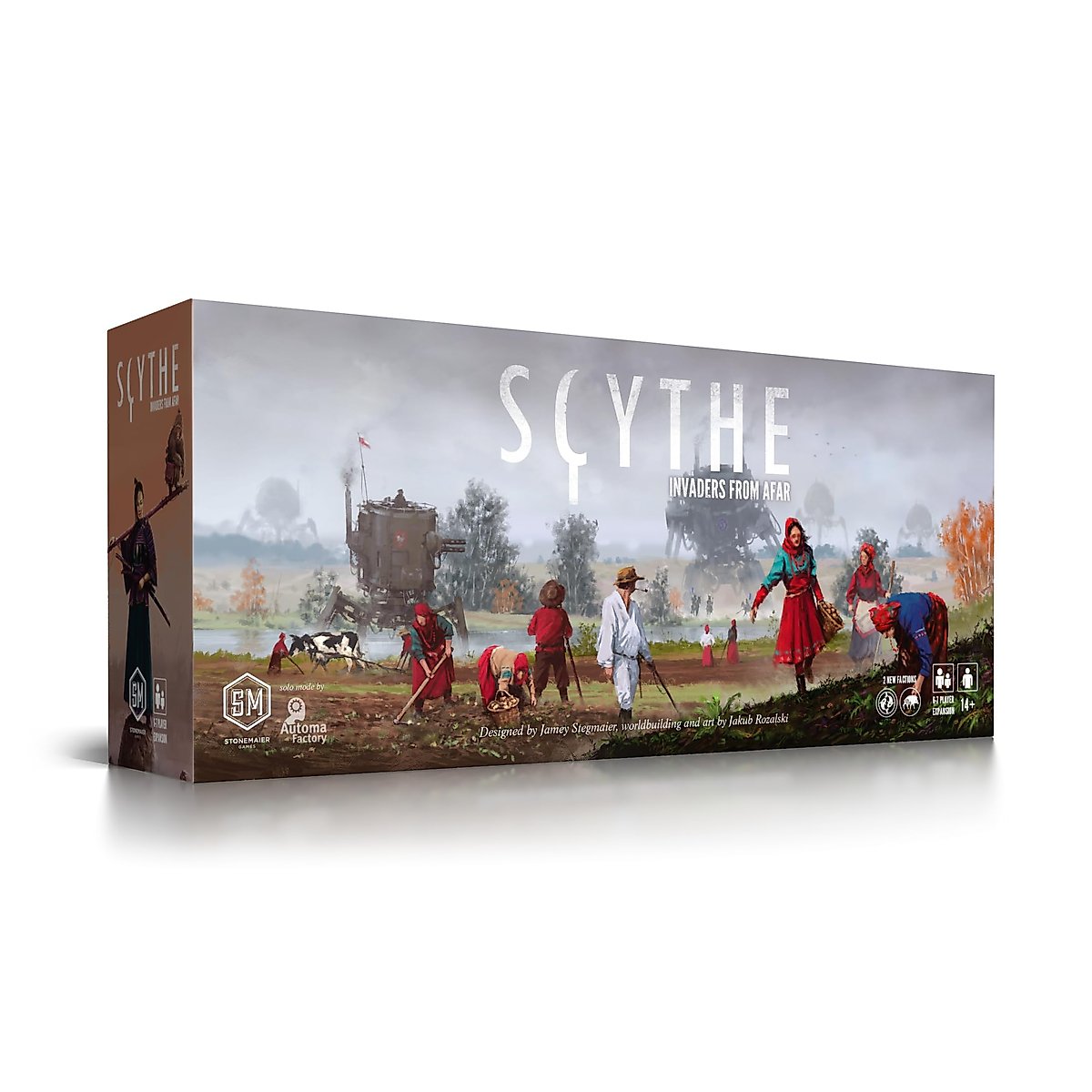 Stonemaier Games: Scythe: Invaders from Afar Expansion | Add 2 New Factions to Scythe (Base Game) | Increase Scythe Player Count to 7 | 1-7 Players, 140 Mins, Ages 14+