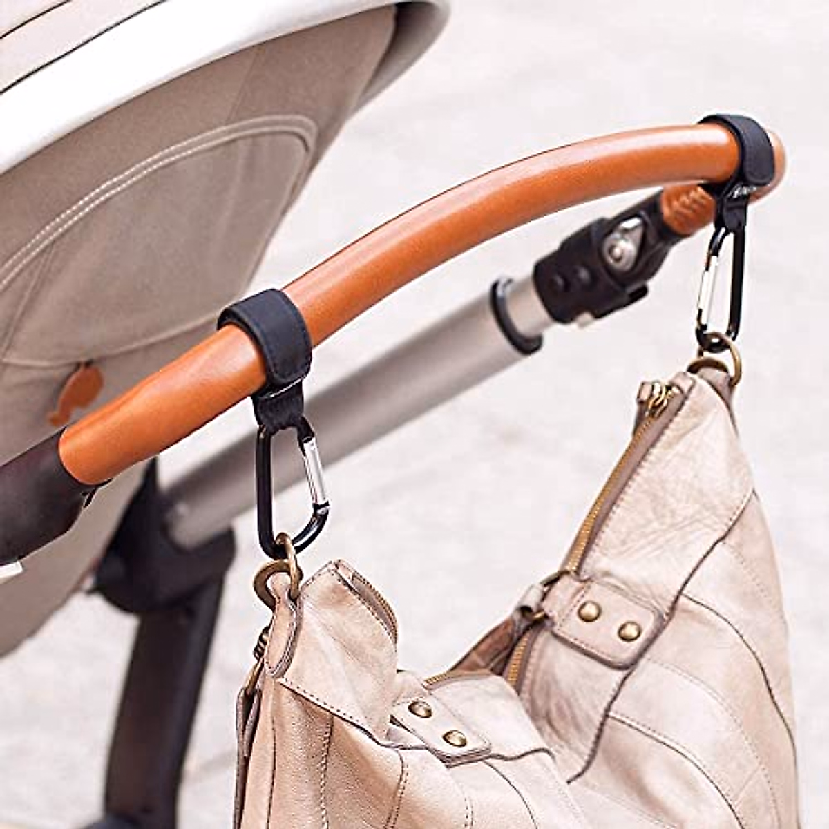 NORACLAN Baby Bag Clips Stroller Hooks Clips to Hang Your Shopping & Bags Safely on Your Buggy, Pushchair or Pram- Universal Fit on Strollers & Joggers