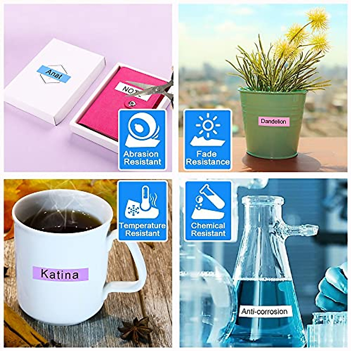 4 Pack P Touch Tape,Replacement for Brother TZe TZ Label Tape 12mm 0.47 Laminated Tape Tze 231 MQF31 MQE31 MQ531 White/Purple/Pink/Blue for P-Touch PT-H110 D210 PTD600 PT-D450