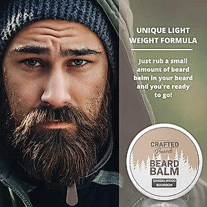 Crafted Beards - Beard Balm - Beard Wax - Mustache Wax - Light Hold - For a Softer, Smoother, Moisturized Beard - Made with All-Natural and Organic Ingredients - Leave in Conditioner (Sandalwood Bourbon)