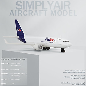 SimplyAir 1/400 FedEx Airplane Model Kits Plastic Airplane Model for Collection and Display