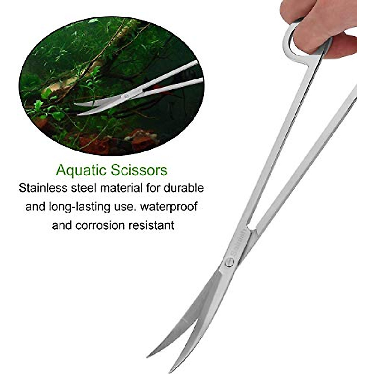 Aquarium Plant Scissor Tweezers Spatula Tool - Fish Tank Tool Kits Stainless Steel Aquatic Plants Aquascaping Tools Set for Fish Starter Kits & Aquariums Tank(5 in 1)