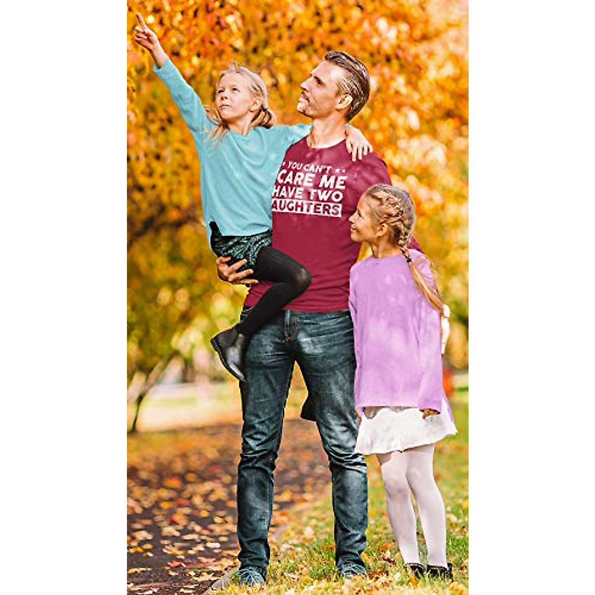 You Can't Scare Me, I Have Two Daughters, Funny Dad T-Shirt, Cute Joke Men T Shirt Gifts for Daddy Heather Navy Medium