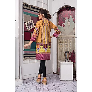 IshDeena Pakistani Kurtis for women Indian Style Cotton Tunics Womens Tops Printed Lawn (2X-Large, Musturd Yellow)