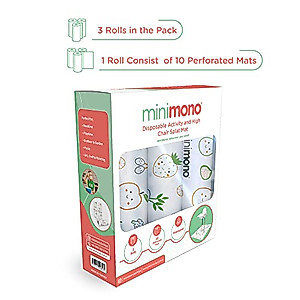 Minimono Baby Splat Mat for Under High Chair - 30 Pcs Disposable and Waterproof Splash Mats - 40"x47" Multipurpose Activity Mat for Picnic Art Craft - Baby Led Weaning Supplies (Fruits and Vegetables)