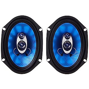 Pyle 6” x 8” Car Sound Speaker (Pair) - Upgraded Blue Poly Injection Cone 3-Way 360 Watts w/ Non-fatiguing Butyl Rubber Surround 70 - 20Khz Frequency Response 4 Ohm & 1" ASV Voice Coil - Pyle PL683BL