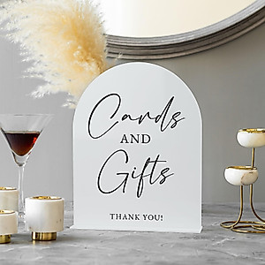 White Arch Acrylic Wedding Sign- 8"x10" Acrylic Cards and Gifts Sign and Base,1/8" Thick | Modern Calligraphy Arched Acrylic Table Sign for Wedding & Event Party (Cards and Gifts Sign, 8"x10")