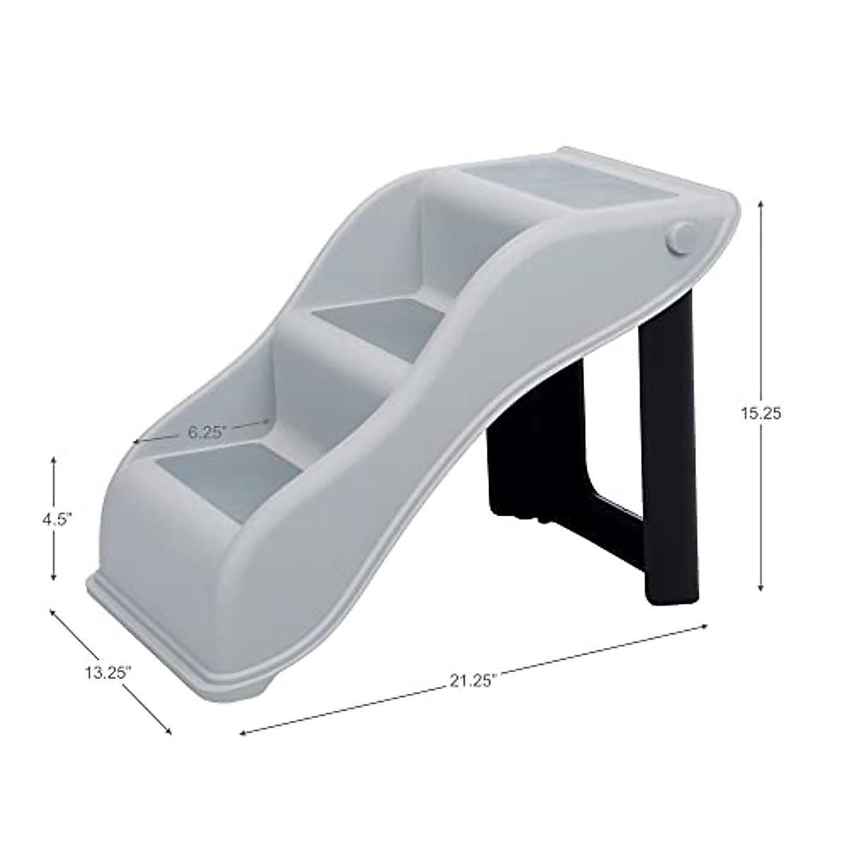 TRIXIE 3 Step Pet Stairs, Lightweight and Collapsible, Easy to Store, Non-Slip Treads, Gray