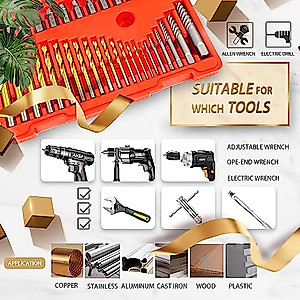 AKM 36PCS Screw Extractor with Drill Bit Set,bolt extractors with Center Hole Punch,Multi-spline Extractors,and Left Hand Drill Bits for Removeing Broken Studs, Bolts, Socket Screws, and Fittings| SAE