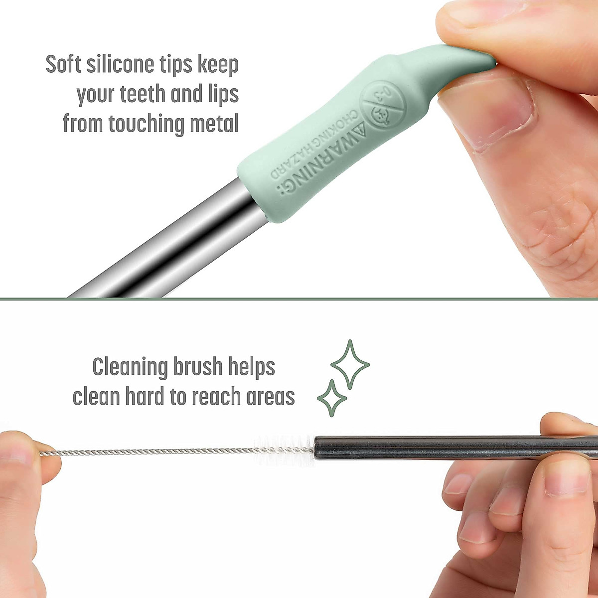 Goodful 8 Piece Variety Pack Reusable Travel Stainless Steel Straw Set, Travel Case, Cleaning Brushes, Removeable Silicone Tips, Multi Color