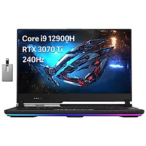 Asus ROG Strix Scar 15 Gaming Laptop, 15.6” QHD 240Hz Display, Intel Core i9 12900H, 64GB DDR5, 4TB SSD, NVIDIA GeForce RTX 3070 Ti, Per-Key RGB Keyboard, Wi-Fi 6E, Black, Win 11, 32GB USB Card