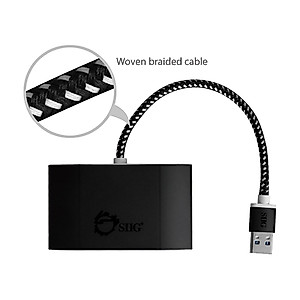 SIIG SuperSpeed 4 Port USB 3.0 Hub With 5V Power Adapter and Woven Braided USB - Powered Hub & Port Adapter