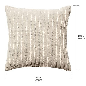 Nate Home by Nate Berkus Textured Cotton Decorative Throw Pillow | Modern Decorative Cushion for Couch, Chairs, or Bedroom from mDesign - Square Size 20" x 20", Natural (Taupe)