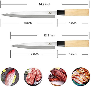 sawkit Sashimi Sushi Knife 7-9 Inch/Fish Perfect Boning Knives/Bread Chef's/For Cutting Sushi/Sashimi Fish Filleting Slicing/Very Sharp Stainless Steel Blade Meat and Peeling Multi-Purpose Kitchen
