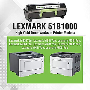 Be Green Ink Compatible Replacement Black Toner Cartridge for Lexmark MS317dn MS417dn MS517dn MS617dn MX317dn MX417de MX517de MX617de - 51B1000 Black Toner (2.5k Yield)