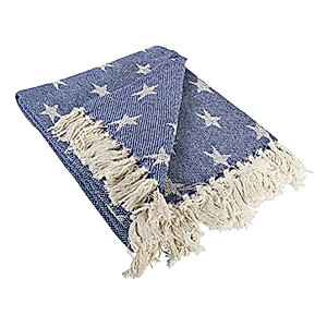 DII 4TH of July Patriotic Throw Blanket with Decorative Tassles, Use for Chair, Couch, Bed, Picnic, Camping, Beach, & Just Staying Cozy at Home (50 x 60), Star Nautical Blue