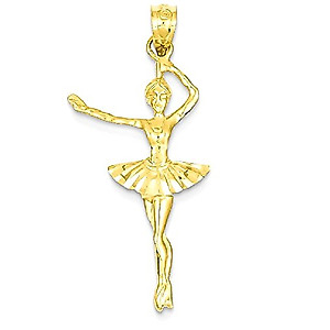 IceCarats 14K Yellow Gold Ballerina Slippers Necklace Ballet Pointe Shoe Charm Dancer Pendant 33mm x 15mm Only