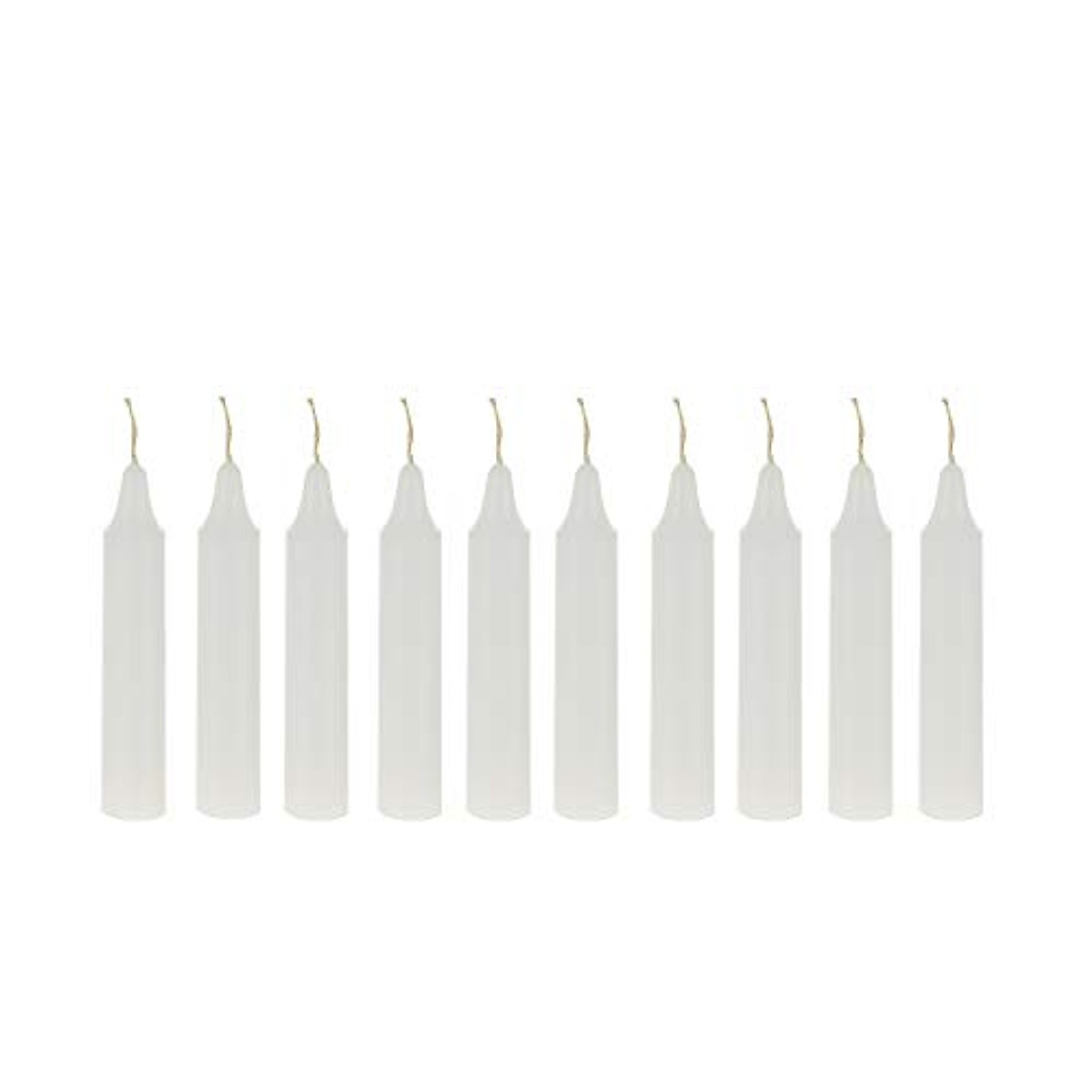 Mega Candles 10 pcs Unscented White Mini Taper Candle, 4 Inch Tall x 3/4 Inch Diameter, Great for Casting Chimes, Rituals, Spells, Vigil, Witchcraft, Wiccan Supplies, Wax Play & More