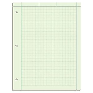 TOPS Engineering Computation Pad, 8-1/2" x 11", Glue Top, 5 x 5 Graph Rule on Back, Green Tint Paper, 3-Hole Punched, 100 Sheets (35500)