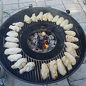 QuliMetal BBQ Whirlpool for Weber Kettle 22 26.75 Inches WSM, Big Green Egg, Kamado Joe, Weber Smokey Mountain Charcoal Briquet Holders, Stainless Steel BBQ Kettle Barbecue Charcoal Grill Accessories