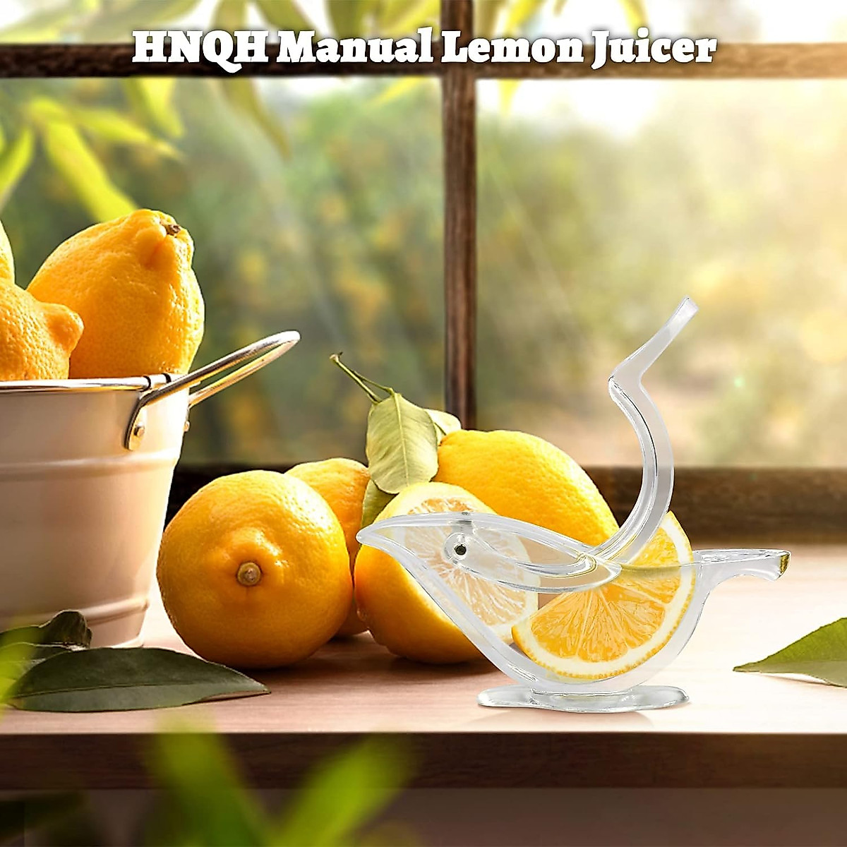 Manual Lemon Juicer, Acrylic Manual Lemon Slice Squeezer, Portable Transparent Fruit Juicer, Elegance Bird Shape, Hand Juicer for Orange Lemon Lime Pomegranate (2 Pack)