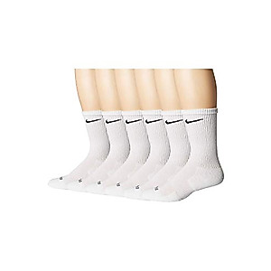 Nike Everyday Plus Cushion Crew Socks 6-Pair Pack White/Black LG (US Men's Shoe 8-12, Women's Shoe 10-13)