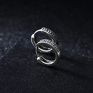 Odinstone Norse Viking Runes Hoop Earrings for Men Women 925 Sterling Silver Hoop Earrings Viking Amulet Vegvisir Talisman Jewelry Gift