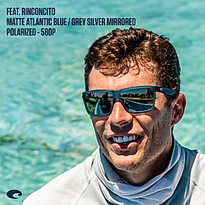 Costa Del Mar Mens Rinconcito Rectangular Sunglasses, Matte Black/Grey Silver Mirrored Polarized-580G, 60 mm