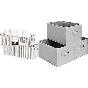StorageWorks 2-Pack Narrow Storage Bins with 3-Pack Storage Baskets