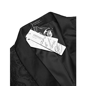 COOFANDY Mens Floral Tuxedo Jacket Paisley Shawl Lapel Suit Blazer Jacket for Dinner,Prom,Wedding Black