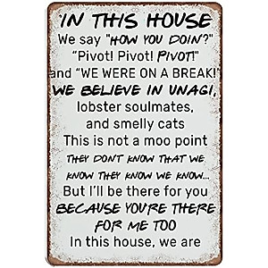 In This House We Are Friends Tin Signs, Friends Quotes Poster, Show Lover, Retro Funny Metal Sign Vintage Poster Wall Art Home Decor Tin Sign, 8x12 Inches