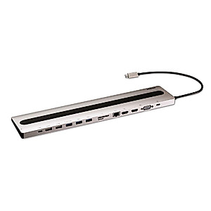 ATEN UH3237 USB-C Docking Station 13-in-1 USB C Dock for 13 Devices USB SD Micro SD with Power Pass-Through 85W PD 3.0 4K at 30Hz one HDMI or Dual Display Output at 60Hz Gold and Black Premium Design