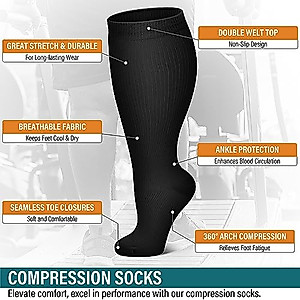 FEYHAY Copper Compression Socks (3 Pairs) 20-30 mmHg Circulation is Best Athletic & Daily for Men & Women, Running, Climbing