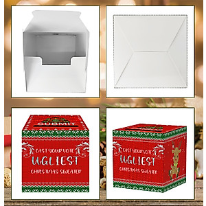 HEIPINIUYE Ugly Sweater Contest Ballot Box Voting Box for Christmas New Year Party Supplies Ugly Christmas Sweater Ballot Box