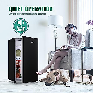 WANAI Compact Refrigerator 3.2 CU.FT Mini Fridge with Freezer Single Door Adjustable Temperature Side Door Wire Rack suit for Dorm Office Apartment BLACK