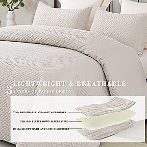 Exclusivo Mezcla 3-Piece Queen Size Quilt Set with Pillow Shams, Basket Quilted Bedspread/Coverlet/Bed Cover(96x90 Inches, Bone) -Soft, Lightweight and Reversible