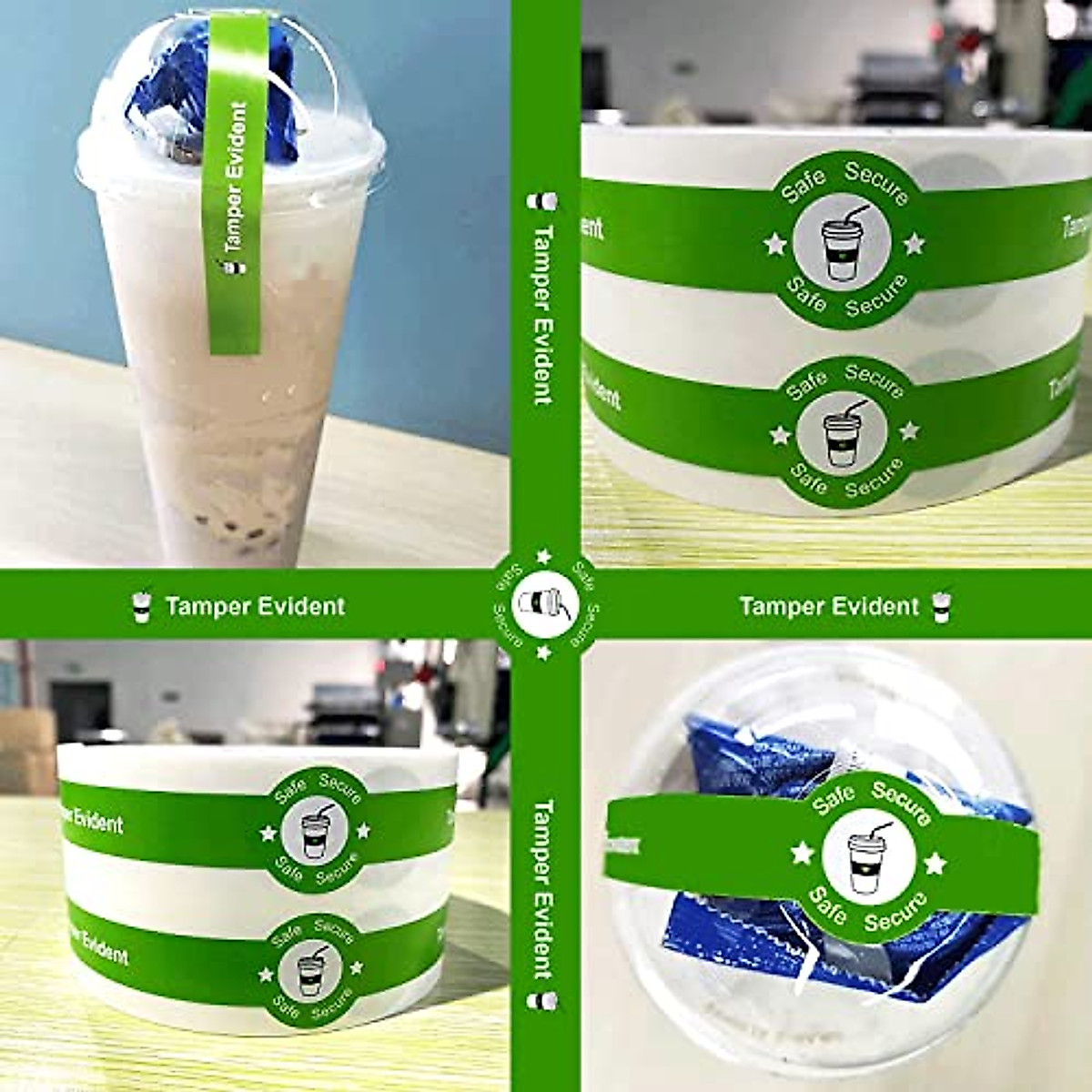 Safe Secure Tamper Evident Seals Stickers for Drink Lids 1"x 9"Tamper Proof Stickers-500Pcs Food Delivery Stickers Sealed for Freshness Labels Drink Food Coffee Milk Tea Ice Cream Safety Seal Stickers