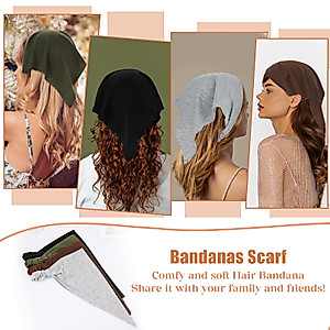 Gjinxi Elastic Scarf Headband 4Pcs Triangle Bandana 13 Inch Large Boho Head Scarves Non Slip Headpiece Summer Hair Kerchief Wraps Solid Color Stretch Hair Accessories Fit Teen Girls Travel Party