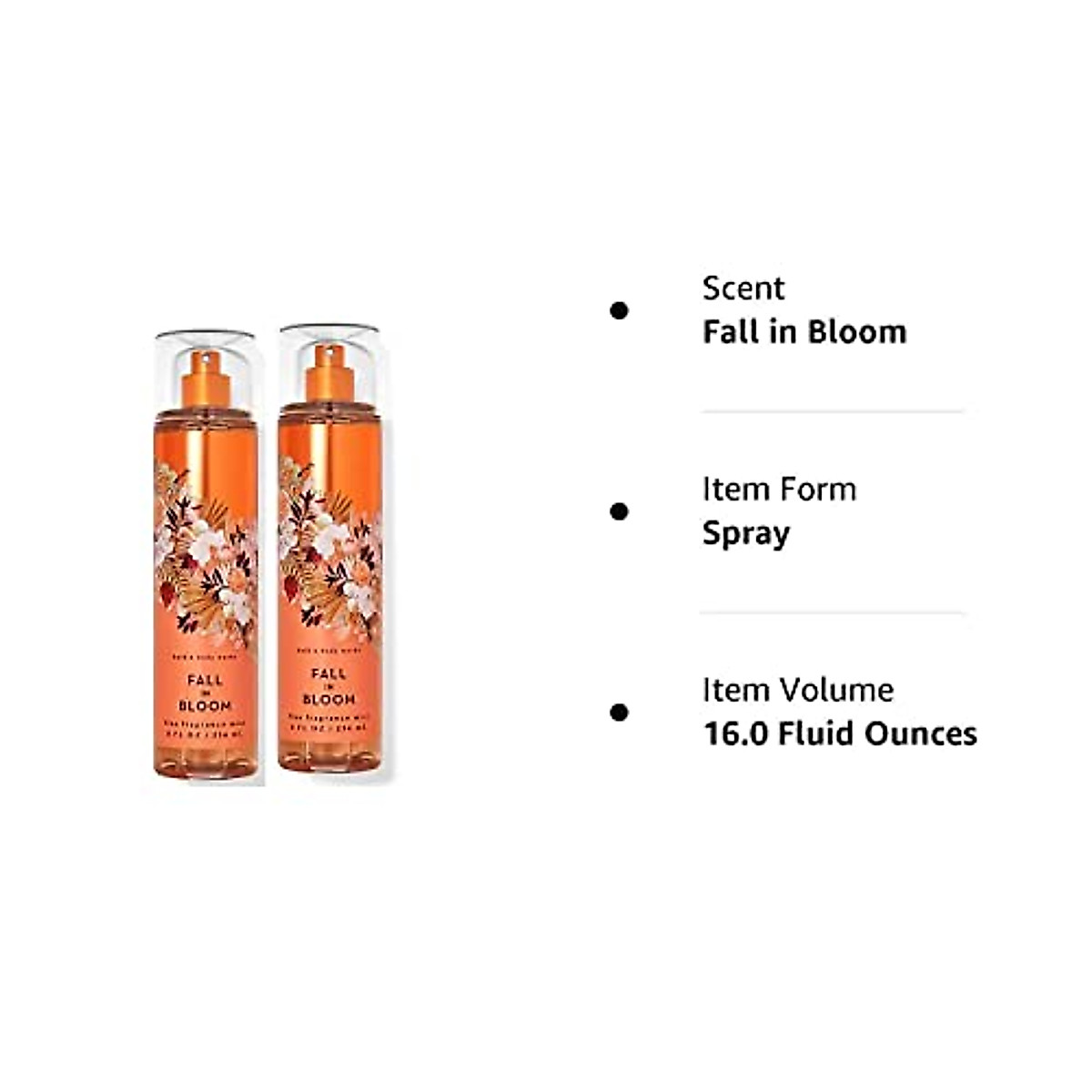 Bath & Body Works Fall in Bloom Fine Fragrance Body Mist Gift Set 8 oz Pack Lot of 2 (Fall in Bloom)