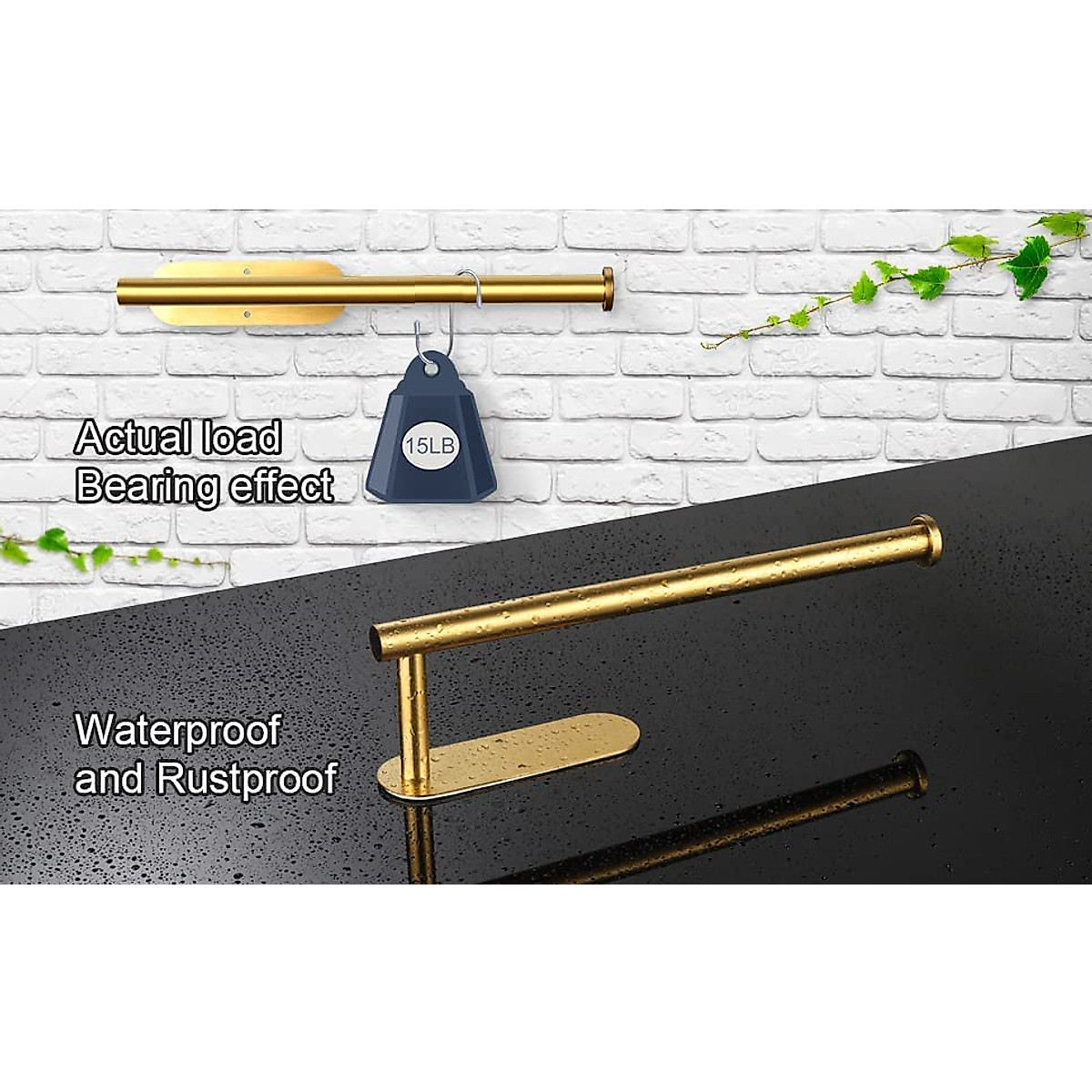 Paper Towel Holders,Paper Towels Rolls - for Kitchen,Paper Towels Bulk- Self-Adhesive Under Cabinet,Both Available in Adhesive and Screws,Stainless Steel Paper Towel Holder (Gold)