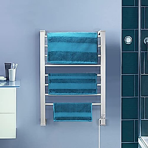 ELEGANTLIFE Electric Towel Warmer with Built-in Timer Auto Power Cutoff,Heavy Feet Steady Freestanding & Wall Mount Towel Warmers for Bathroom,8 Bars Heated Towel Rack Aluminum Oversized