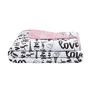 Quaint Home, Pillows, and Shams, 4-Piece Quilt Set, Twin, Bonjour Paris Pink/White/Black