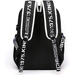 jupkem Jupkem Anime hanma baki Backpack Bag USB with Charging Port Student School Bag Laptop Cosplay for Boys Girls (black)