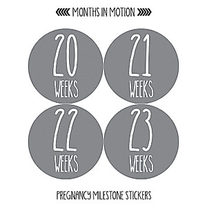 Months In Motion Weekly Pregnancy Growth Sticker | Week to Week Pregnant Expecting Photo Prop | Maternity Keepsake | Baby Bump | Weekly Stickers Photo (Set of 36 Stickers)