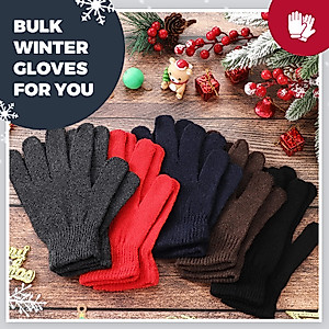 Tarpop 48 Pcs Winter Gloves Bulk Knit Winter Gloves for Women Men Cold Weather Gloves for Homeless Stretchy Cloth Gloves (Multi Color)