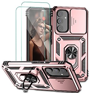 Suyomo for for Samsung Galaxy A54 5G Case with HD Screen Protector [2PCS],Samsung A54 5G Case with Camera Cover + 360 Rotatable Stand Kickstand,Military Grade Heavy Duty Sturdy Case (Rose Gold)