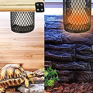 Reptile Anti-Scald Lampshade and Heat Emitter Set Reptile Heat Lamp with Guard for Turtles Chicks Lizard Snake (Black)