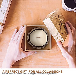 Scented Soy Coconut Shell Candles - Wood Wick Scented Candles Made with Real Coconut Shells (Vanilla)