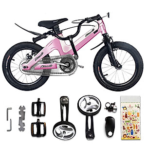 NiceC Kids BMX Bike, Princess Pink, 14 inch, Adjustable, Training Wheels Included