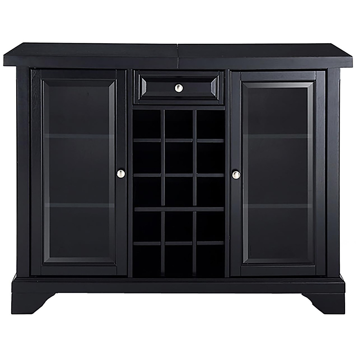 Crosley Furniture Alexandria Sliding Top Bar Cabinet with Storage Shelves, Drawer, and Wine Rack, Vintage Mahogany